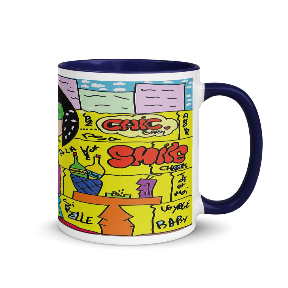 Paris Chic Mug with Color Inside (Dark Blue) - Walmart.com