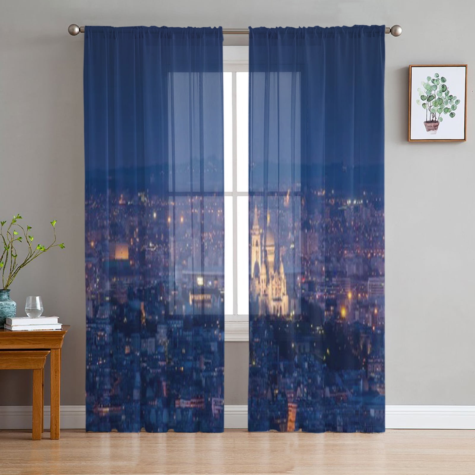 Paris Cityscape Tulle Sheer Window Curtains For Living Room The Bedroom ...