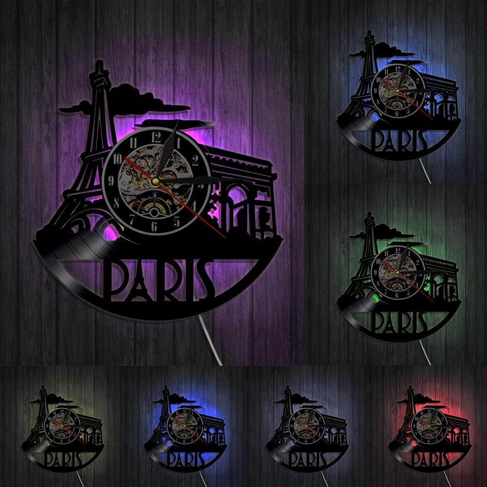 Paris Cityscape Wall Clock Tower Vinyl Record Wall Clock Paris ...