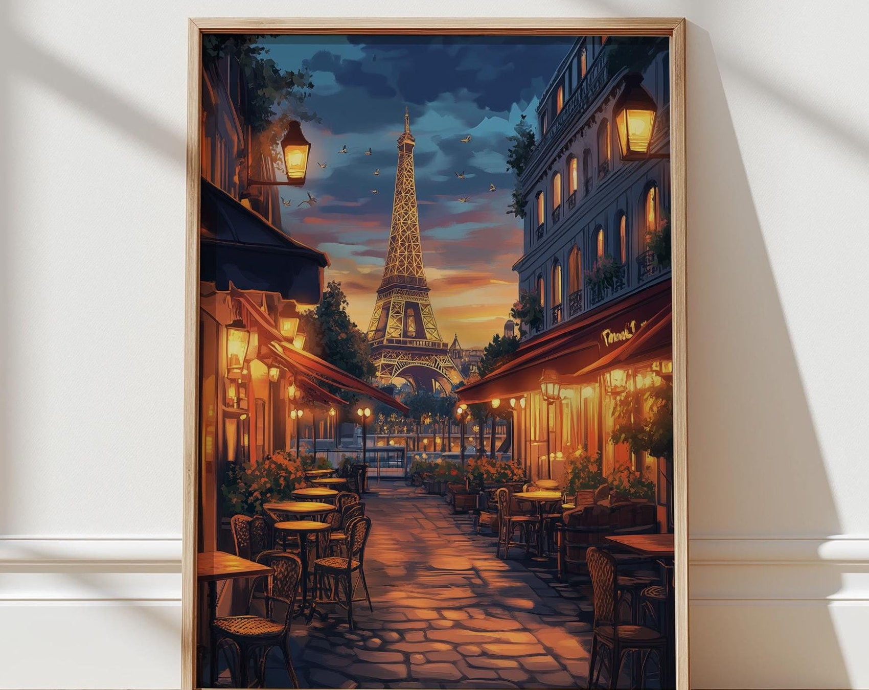 Paris Cityscape Watercolor Art Print poster, Cafe Watercolor Art print ...