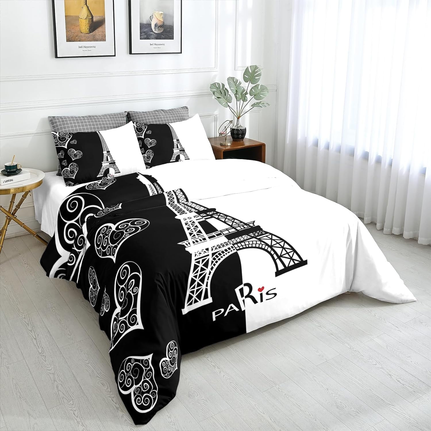 Paris Comforter Cover Set Eiffel Tower Bedding Set Kids Girls Black ...