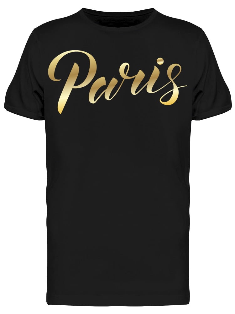 Paris Cursive Font Yellow T-Shirt Men -Image by Shutterstock, Male ...