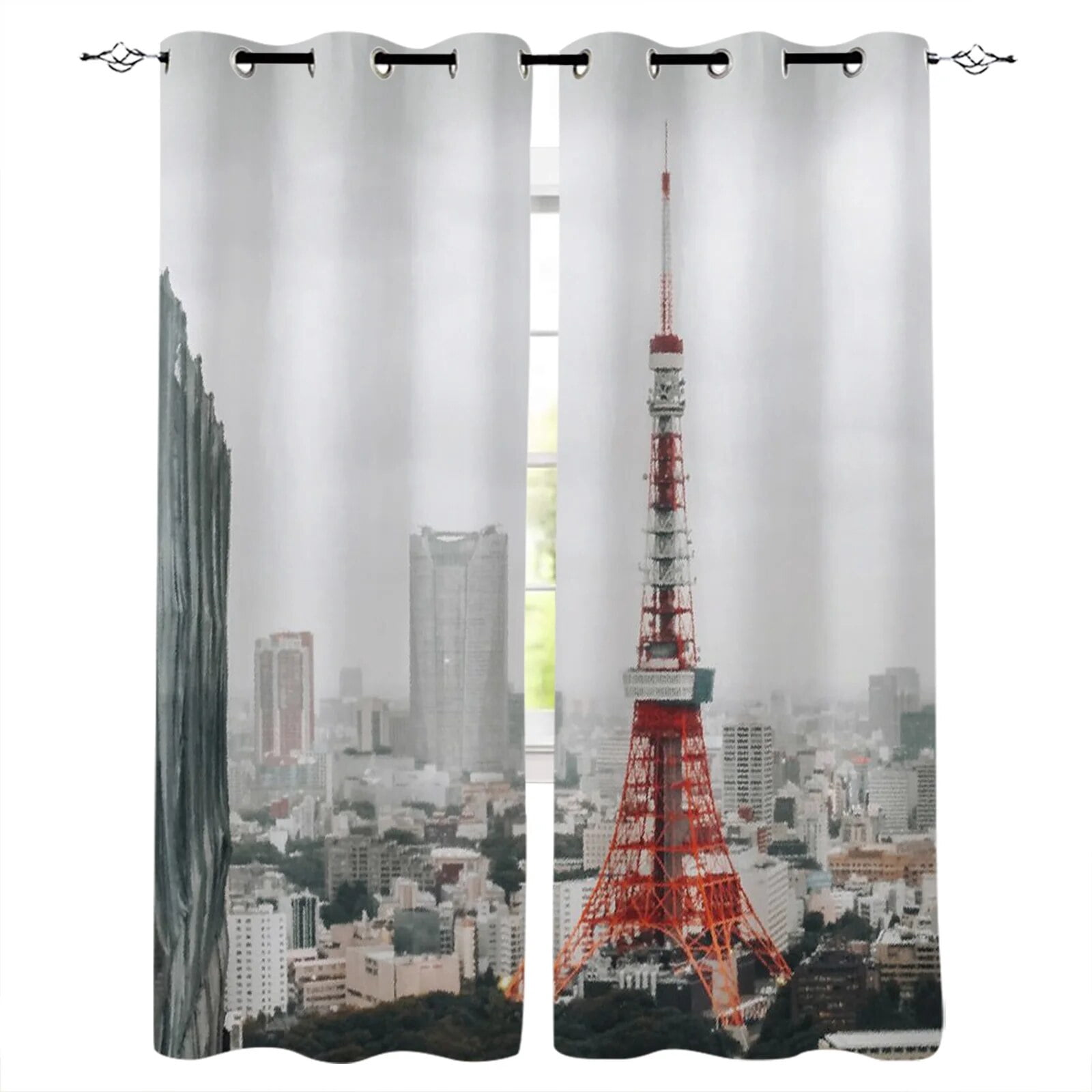 Paris Curtains Architecture Theme Design Illustration of Roofs in Paris ...