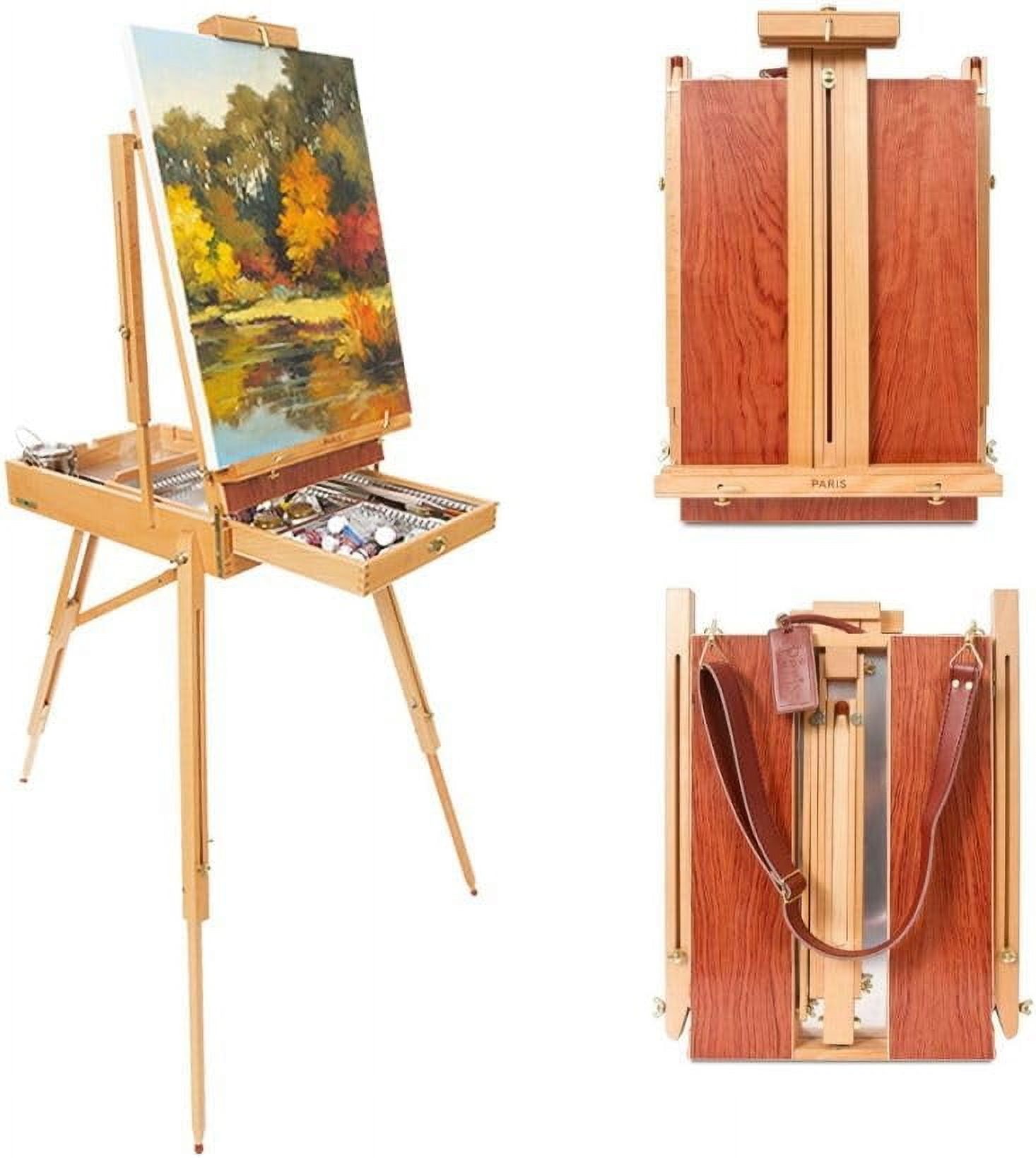 Paris Deluxe Artist French Easel w/Leather Carry Strap Holds Paint ...