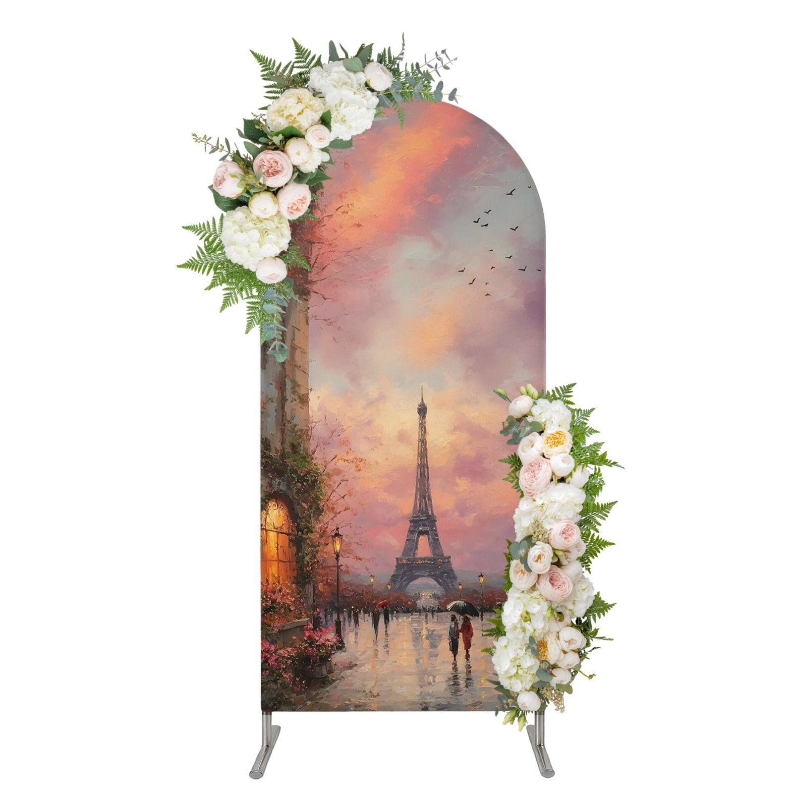 Paris Eiffel Tower Arch Backdrop Cover 5FT, Purple Sunset Country ...