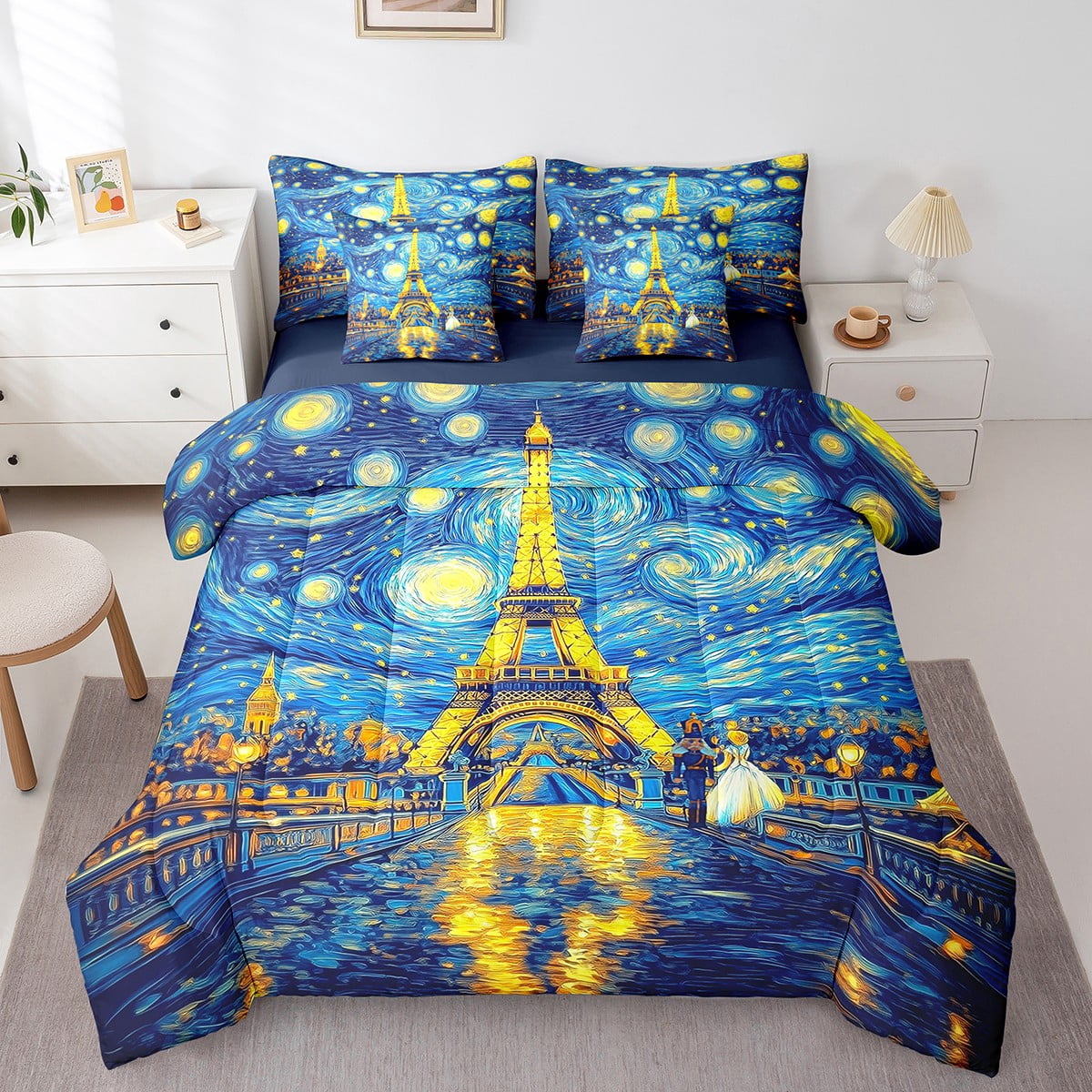Paris Eiffel Tower Bed in a Bag Twin,Nutcracker Comforter Set 7 Pieces ...