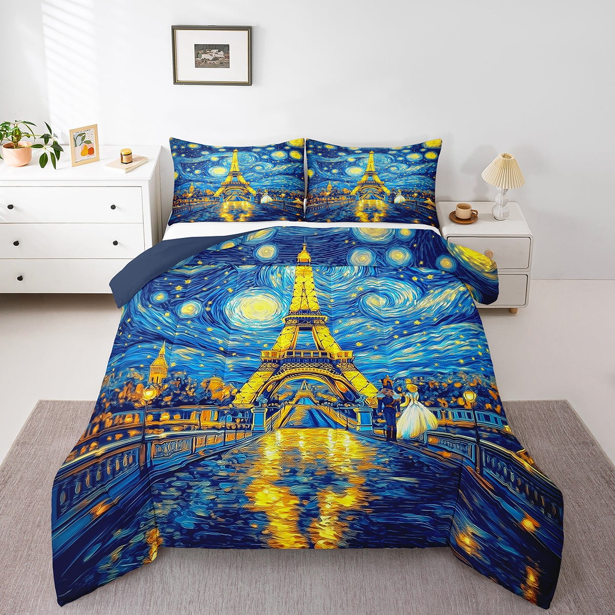 Paris Eiffel Tower Bedding,Nutcracker Comforter Set for Lover Couple ...
