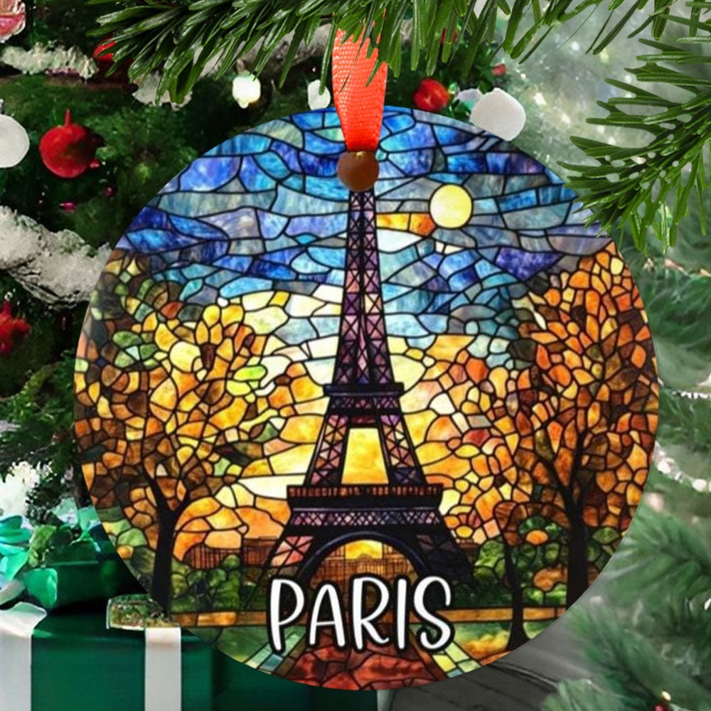 Paris Eiffel Tower Christmas Ornament, Ceramic/Acrylic - Paris Eiffel ...