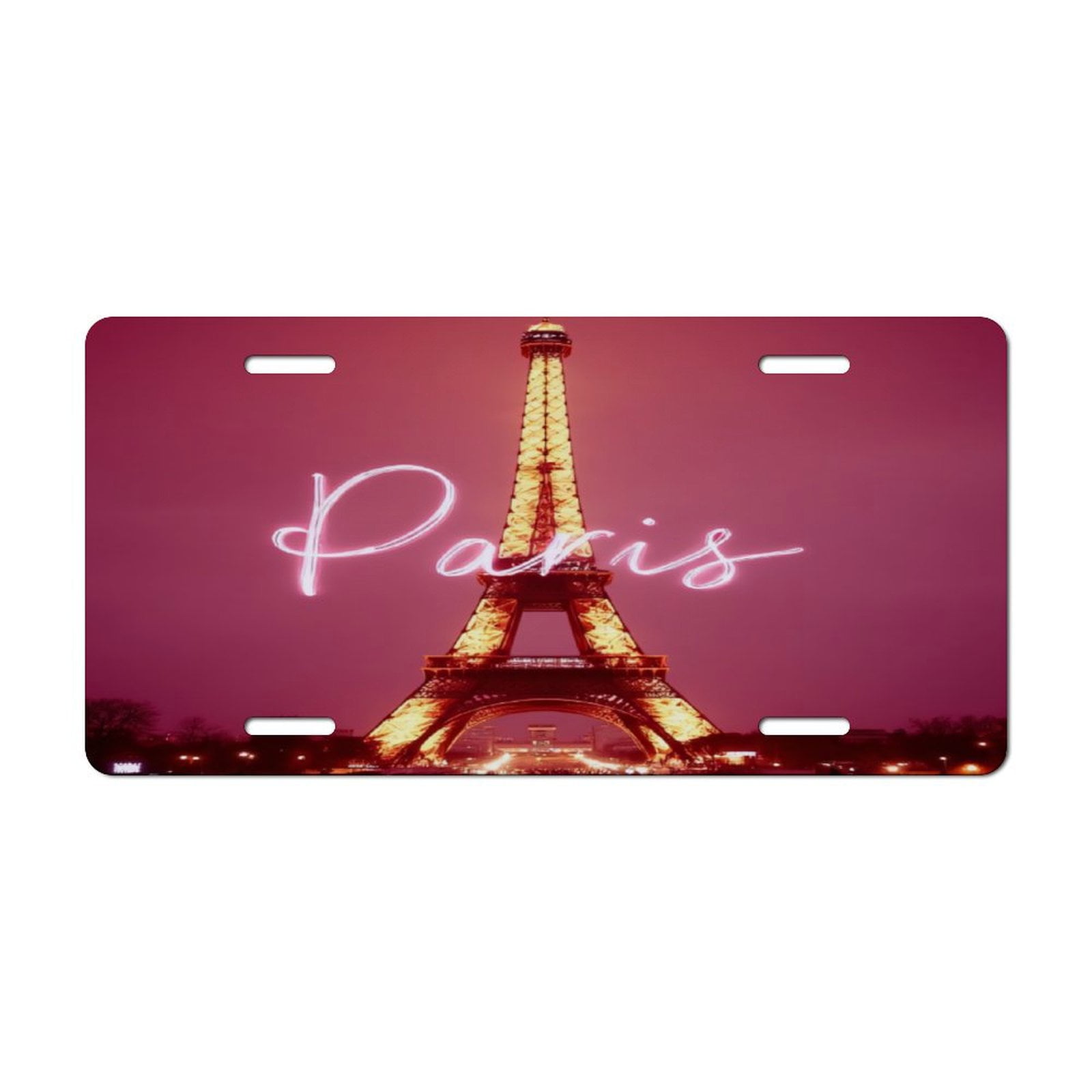 Paris Eiffel Tower Night License Plate Lightweight Aluminum Automotive ...