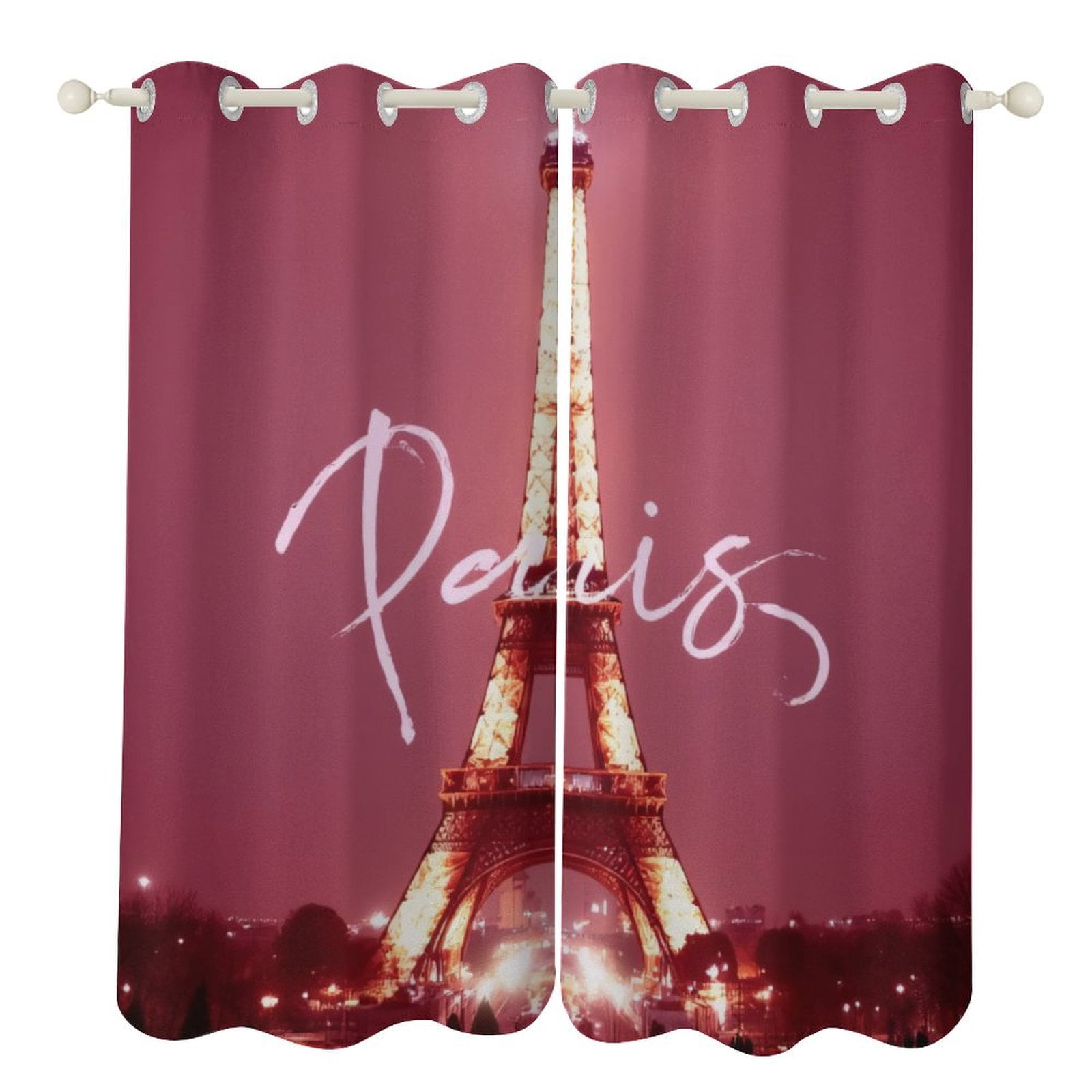Paris Eiffel Tower Night Luxury Window Curtains Blinds for Living Room ...