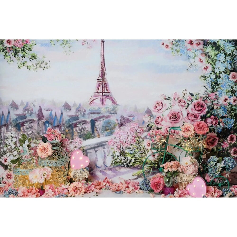 Paris Eiffel Tower Pink Newborn Baby Birthday Photography Backdrop ...