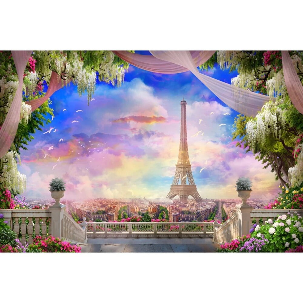 Paris Eiffel Tower Pink Newborn Baby Birthday Photography Backdrop ...