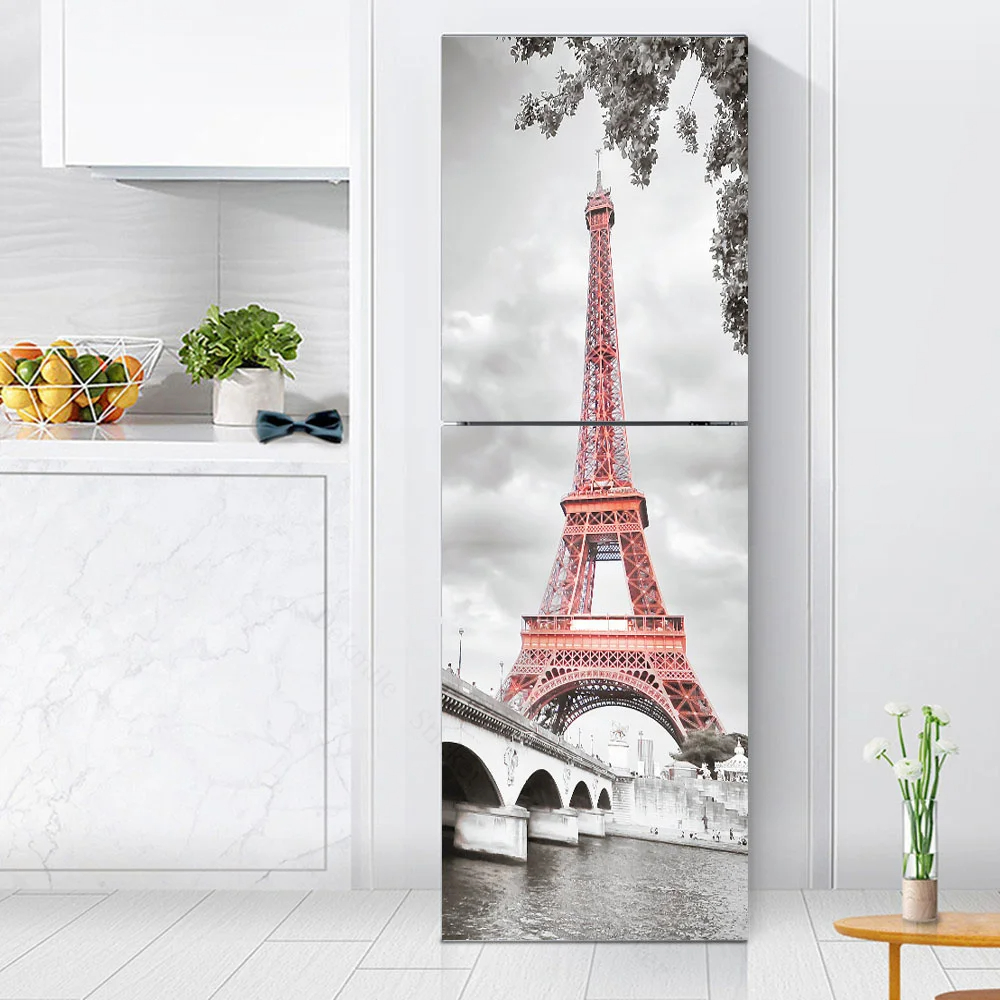 Paris Eiffel Tower Refrigerator Sticker World City Landscape Poster ...