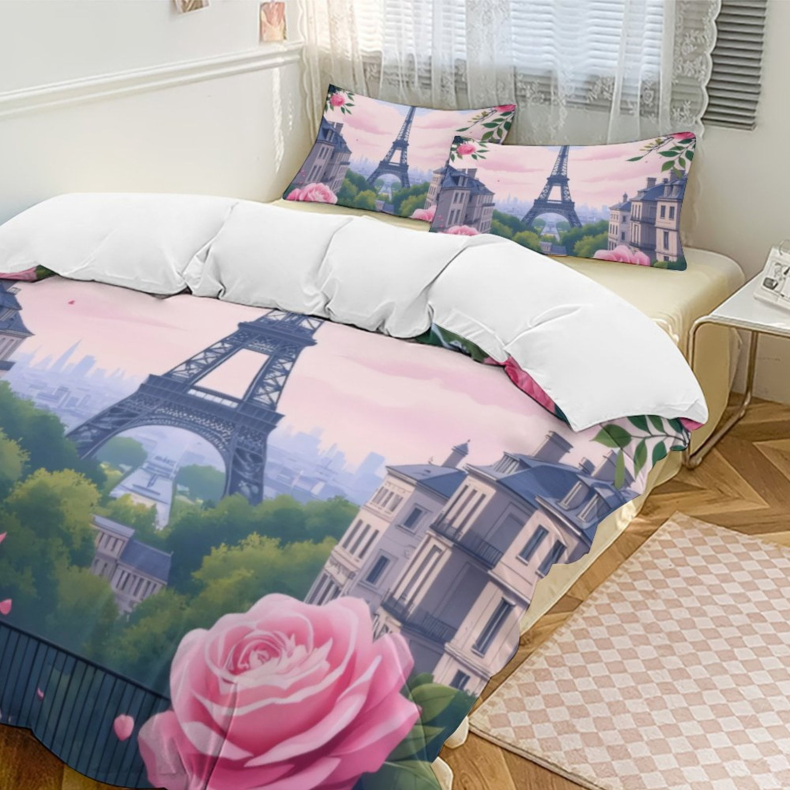 Paris Eiffel Tower Roses 3D Duvet Cover Set Quilt Cover Theme of Kid ...