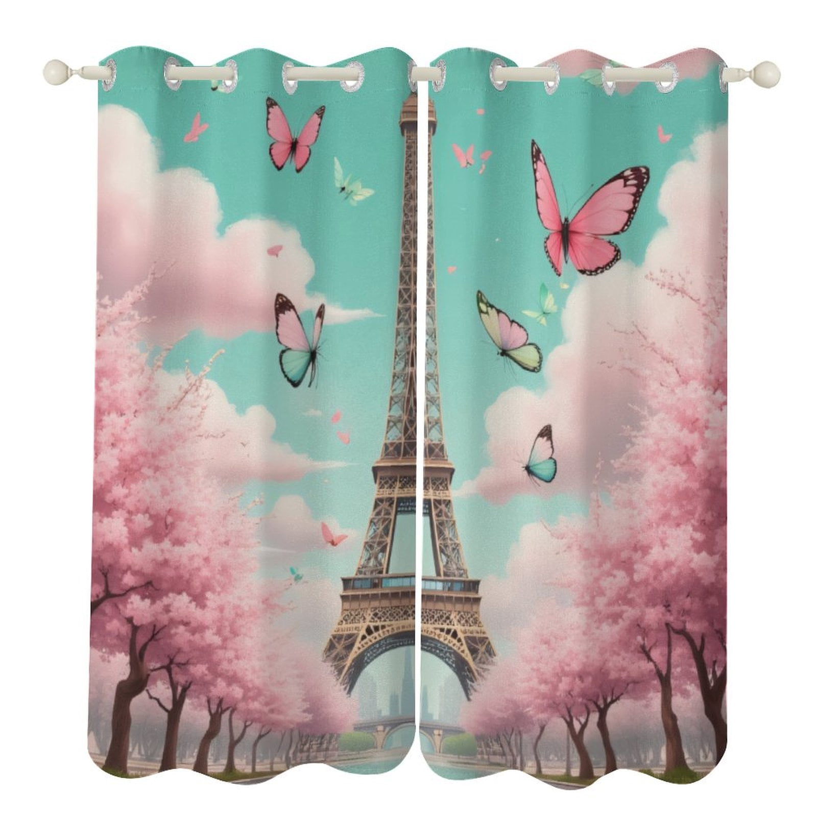 Paris Eiffel Tower Spring 2 Panels Curtains for Bedroom Living Room ...