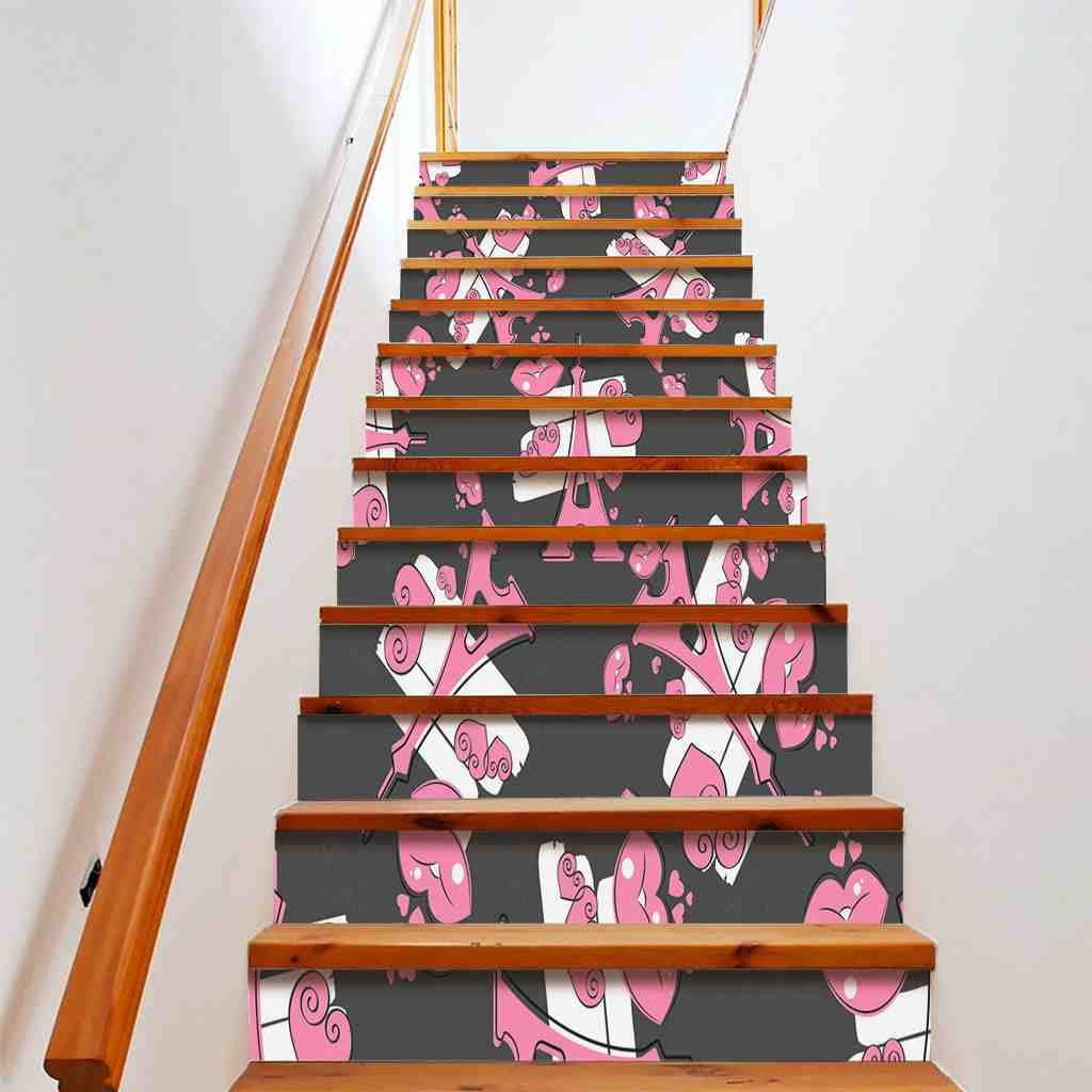Paris Eiffel Tower Stair Stickers Cartoon Style Staircase Riser Mural ...