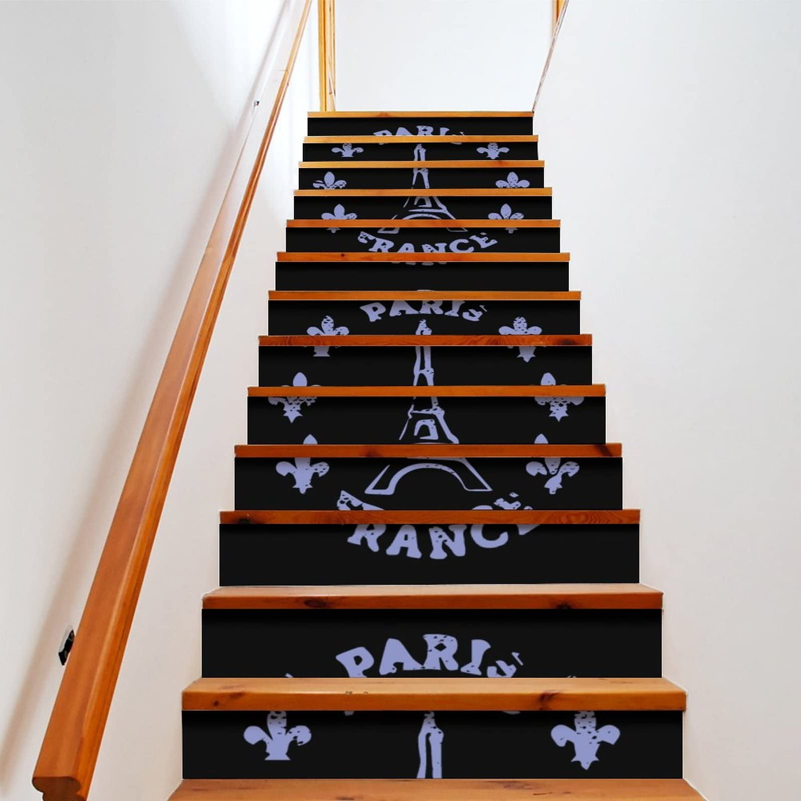 Paris Eiffel Tower Stair Stickers Cartoon Style Staircase Riser Mural ...