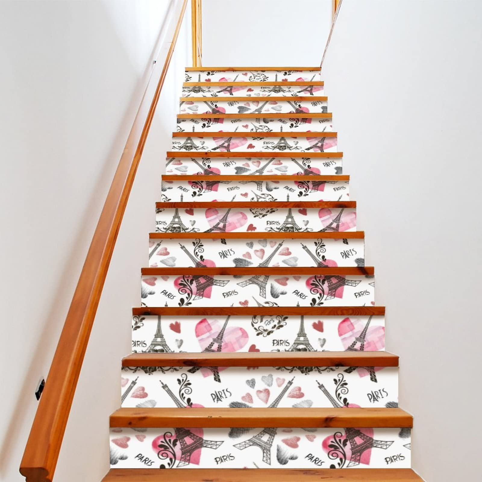 Paris Eiffel Tower Stair Stickers Cartoon Style Staircase Riser Mural ...