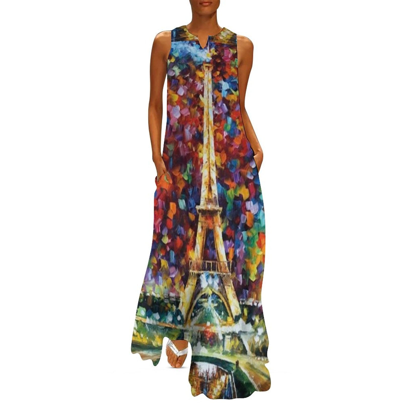 Paris Eiffel Tower at night - oil painting on canvas Long Dress Party ...