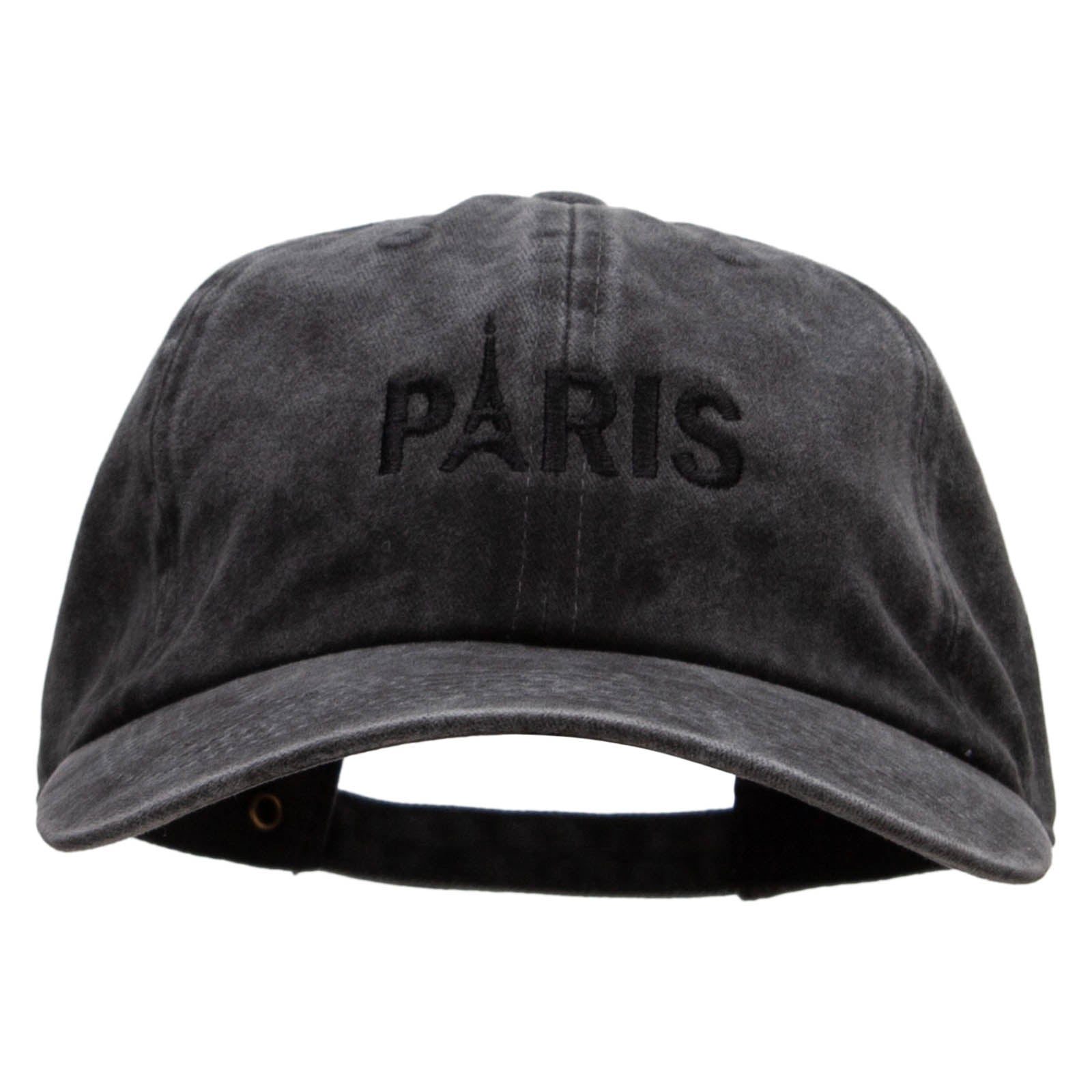 Paris Embroidered Washed Solid Pigment Dyed Cotton Twill Brass Buckle ...