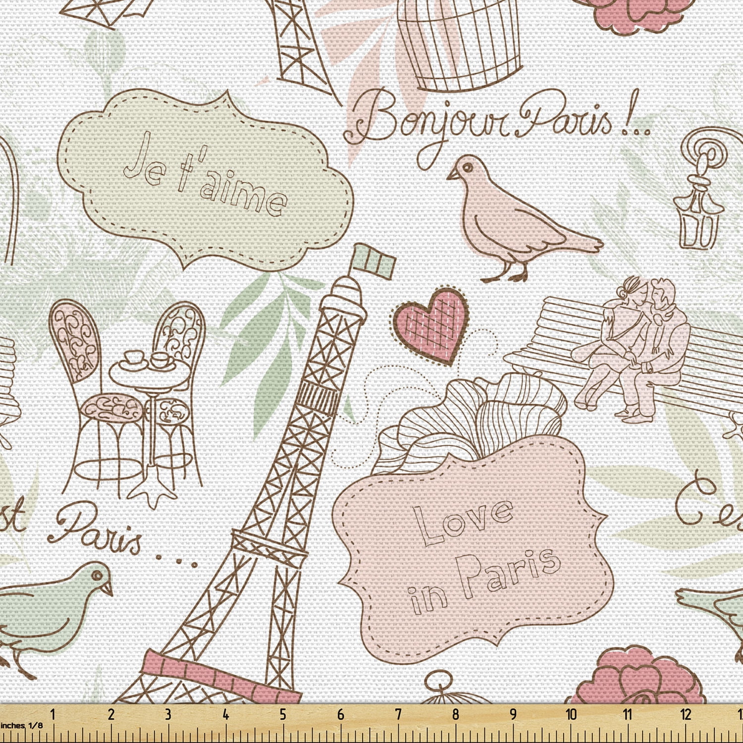 Paris Fabric by the Yard Upholstery, French Pop Culture Lovers in ...