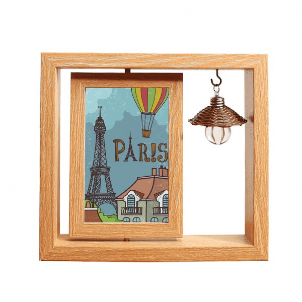 Paris Fire Ballon France Eiffel Tower Wooden Rotating Picture Photo ...
