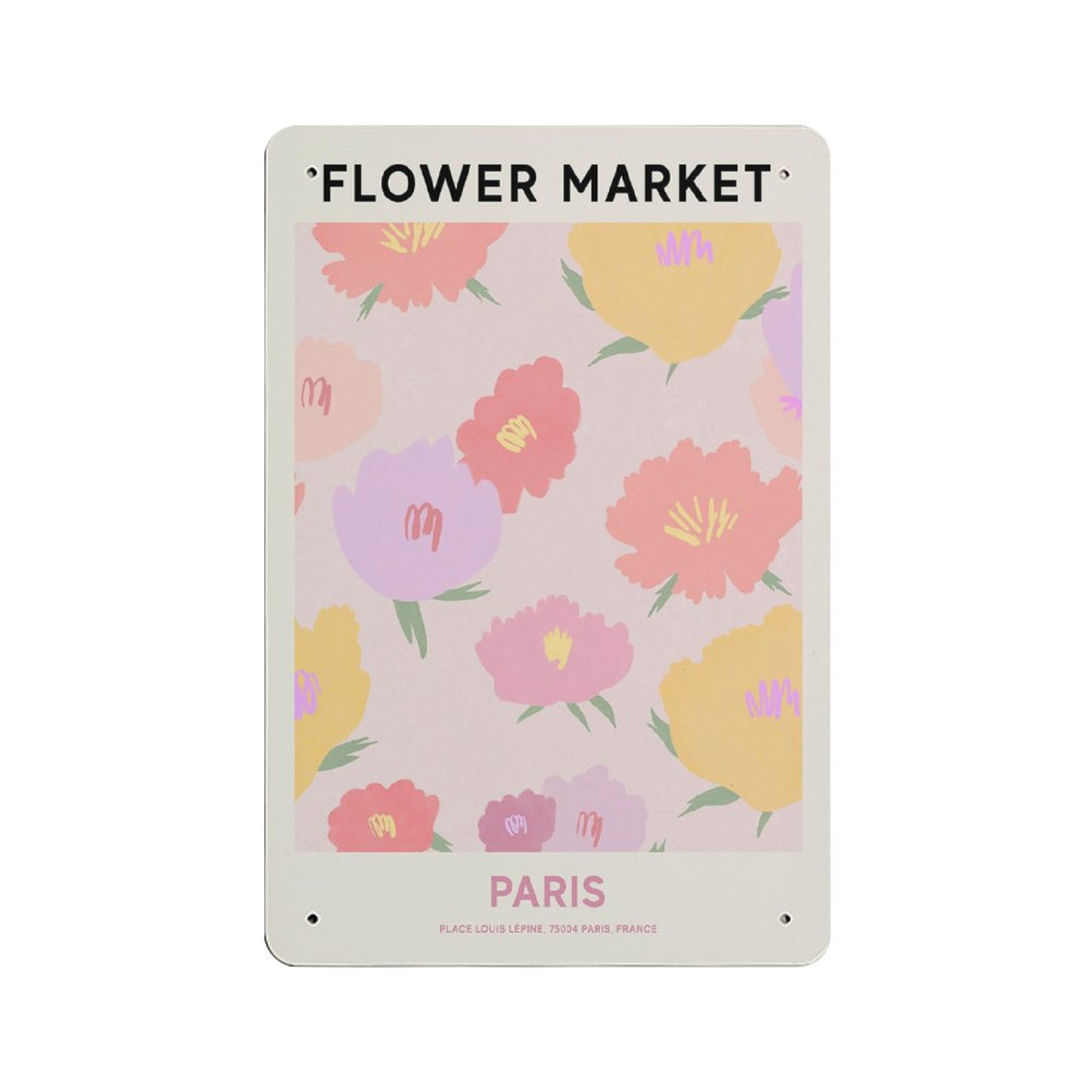 Paris Flower Market Print, Digital Flower Market tin sign, Pink Flower ...