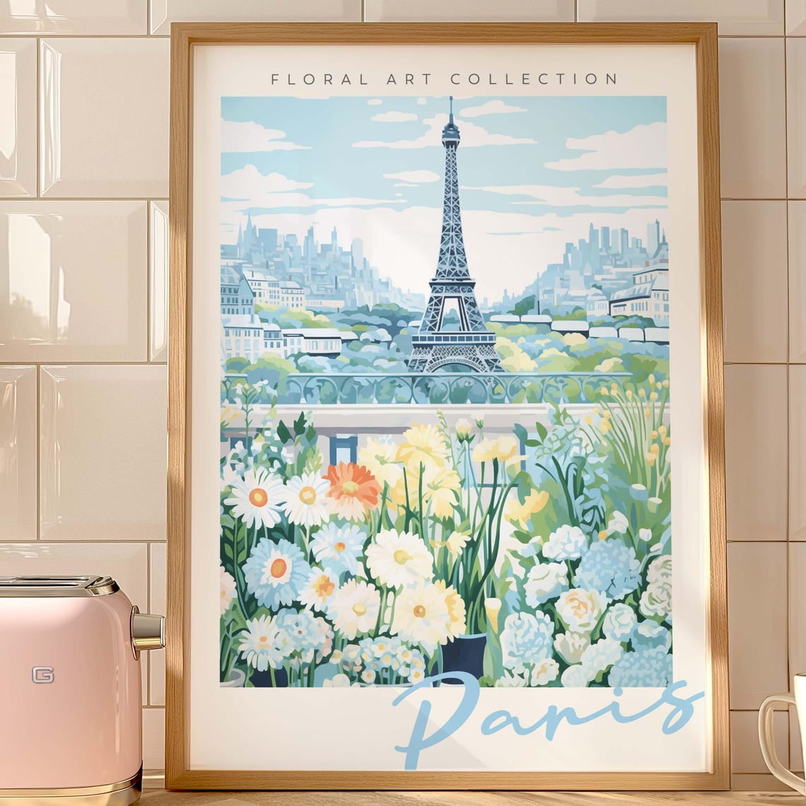 Paris Flower Market Wall Art, French Travel Poster, Romantic Floral ...