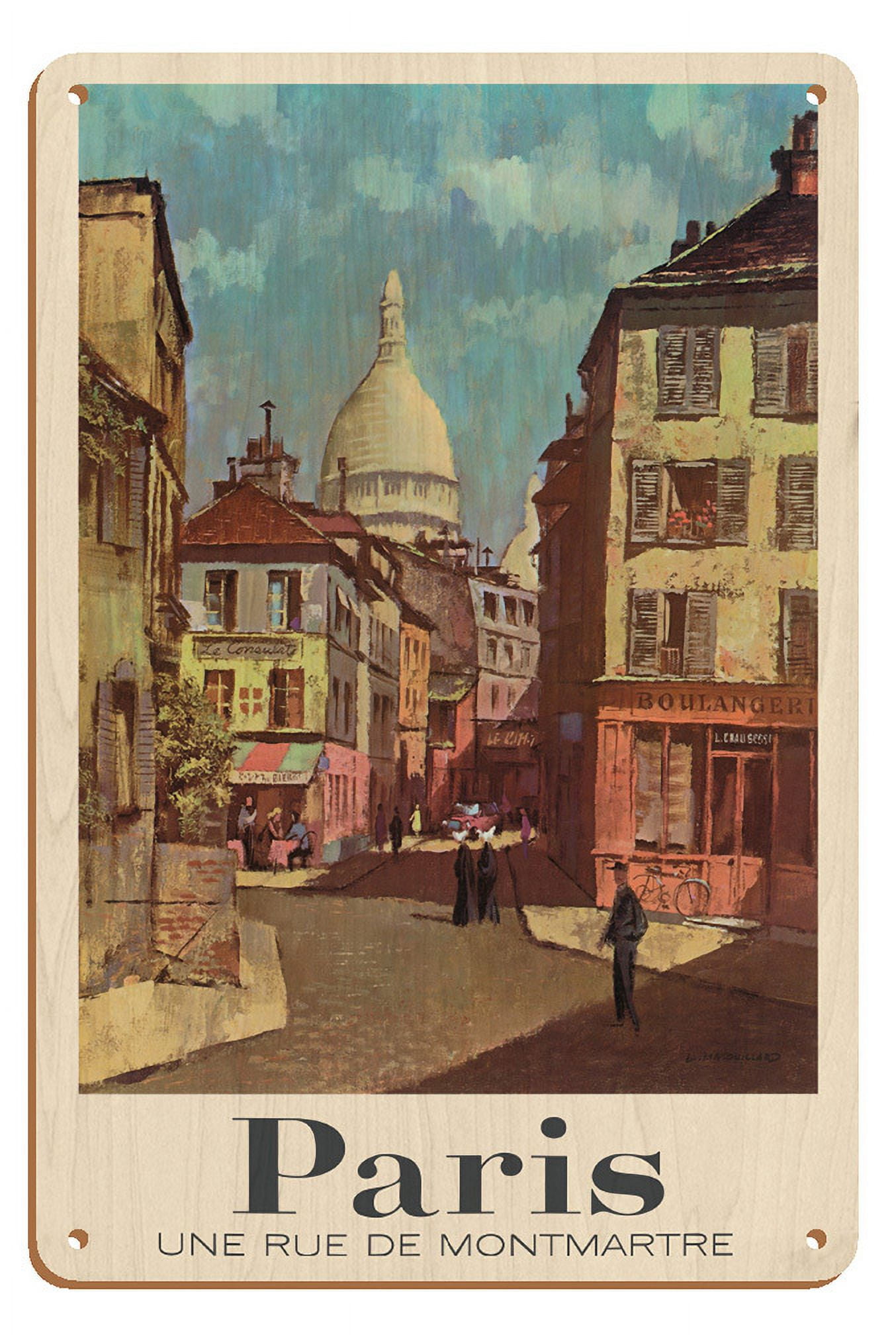 Paris France - A Street of Montmartre - Vintage Travel Poster by Rod ...