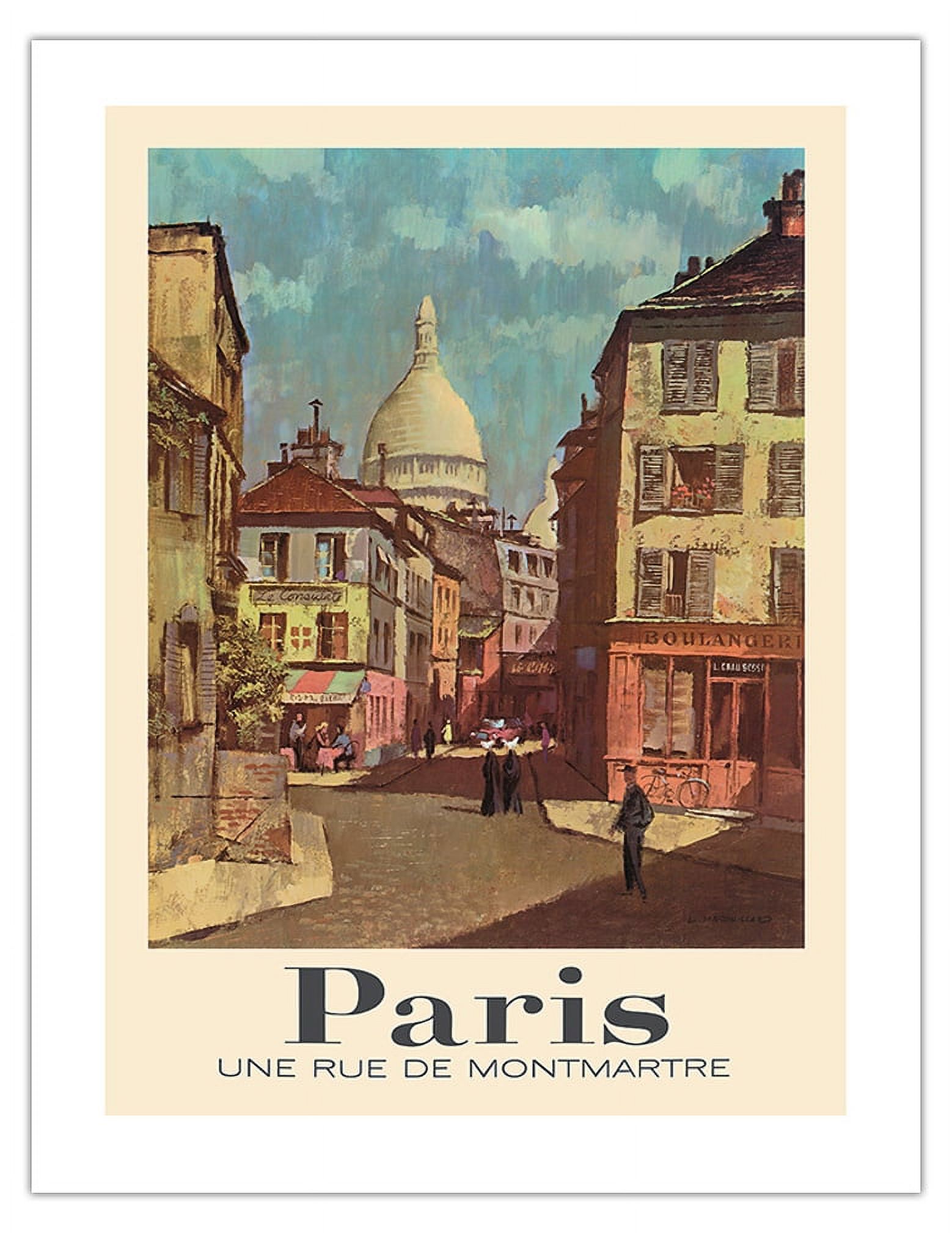 Paris France - A Street of Montmartre - Vintage Travel Poster by Rod ...
