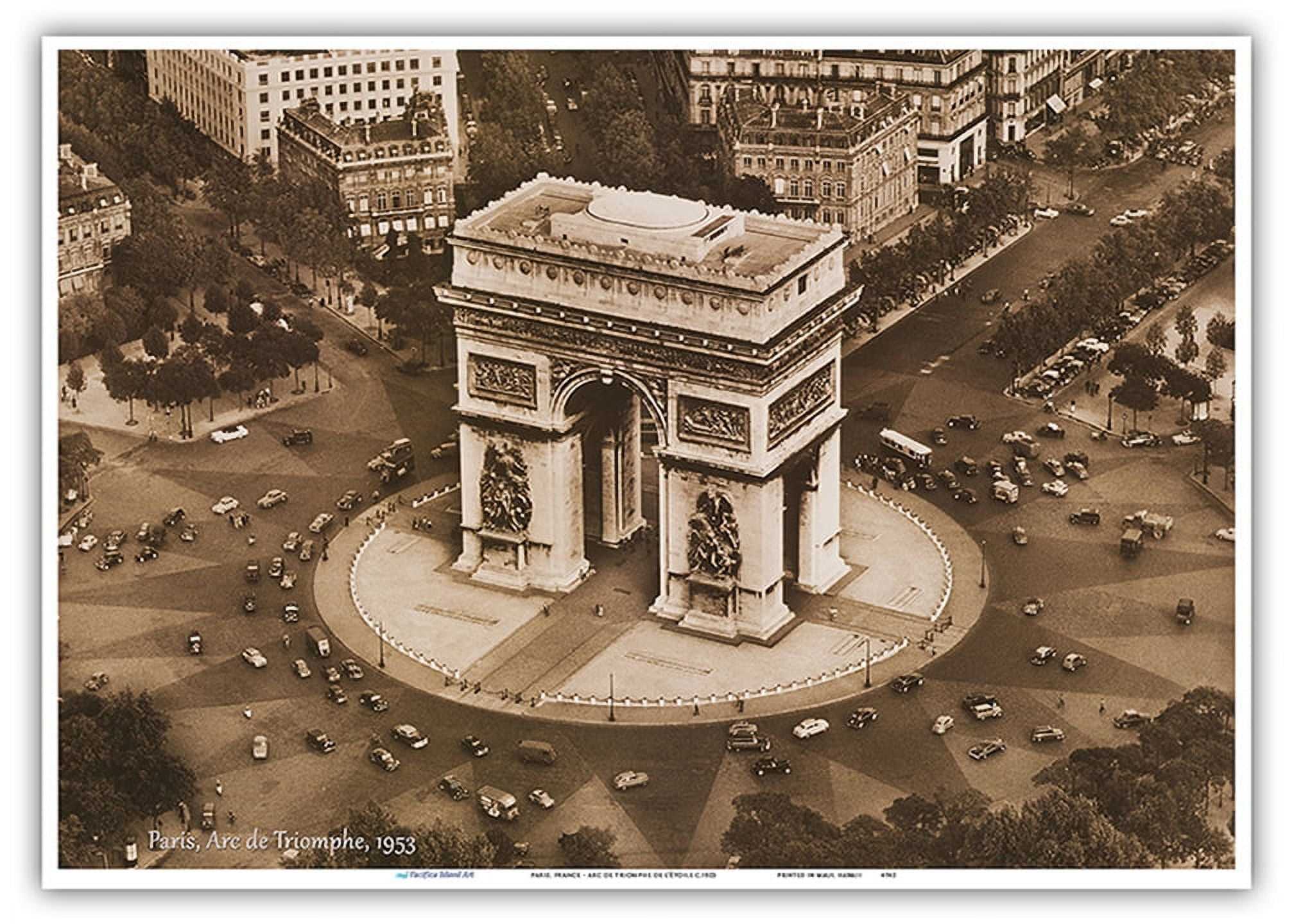 Paris France - Arc de Triomphe de l'Étoile - Vintage Travel Poster c ...