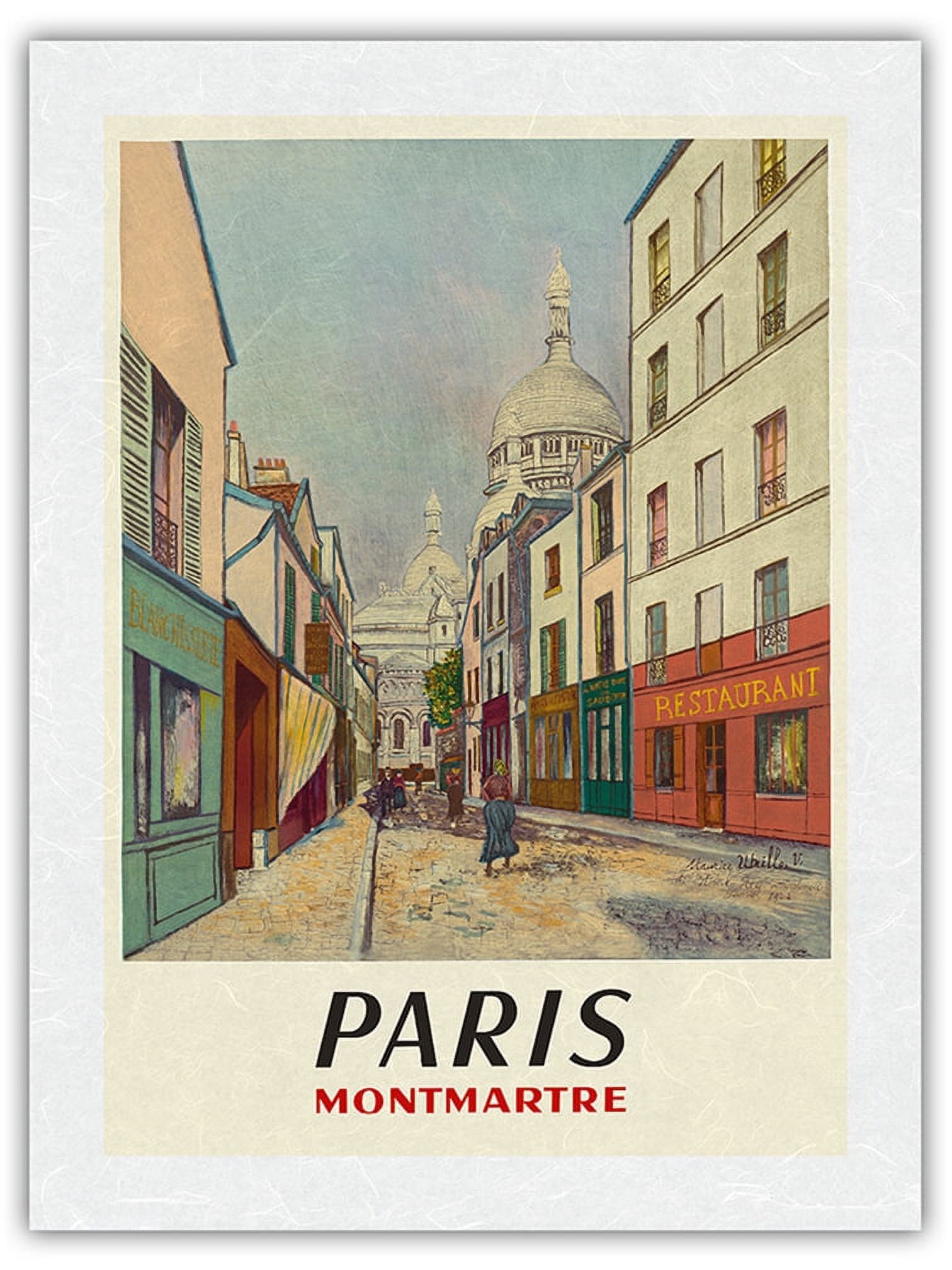 Paris France - Butte Montmartre - Basilica of the Sacré-Cœur - Vintage Travel Poster by Maurice ...