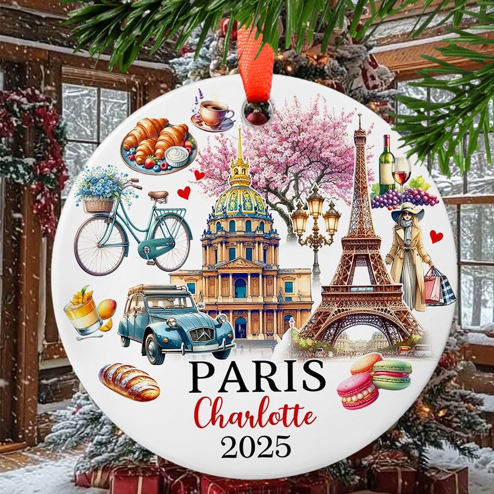 Paris France Christmas Ornament, Ceramic, Acrylic, Special Keepsake for ...