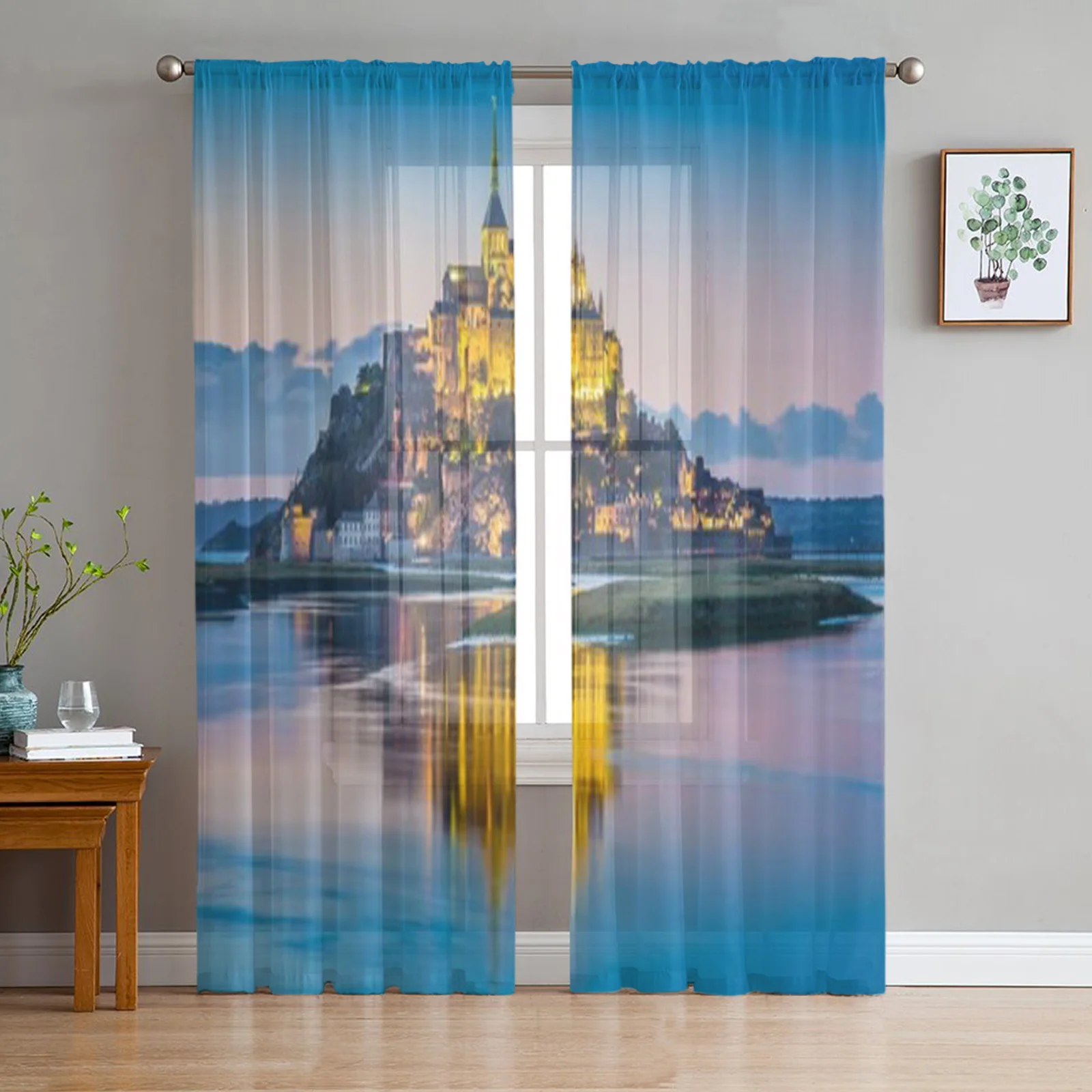 Paris France Cityscape With Eiffel Tower Sunset Chiffon Sheer Curtains ...