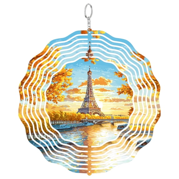 Paris France Eiffel Tower 3D Wind Spinner Metal Kinetic Hanging Decor ...