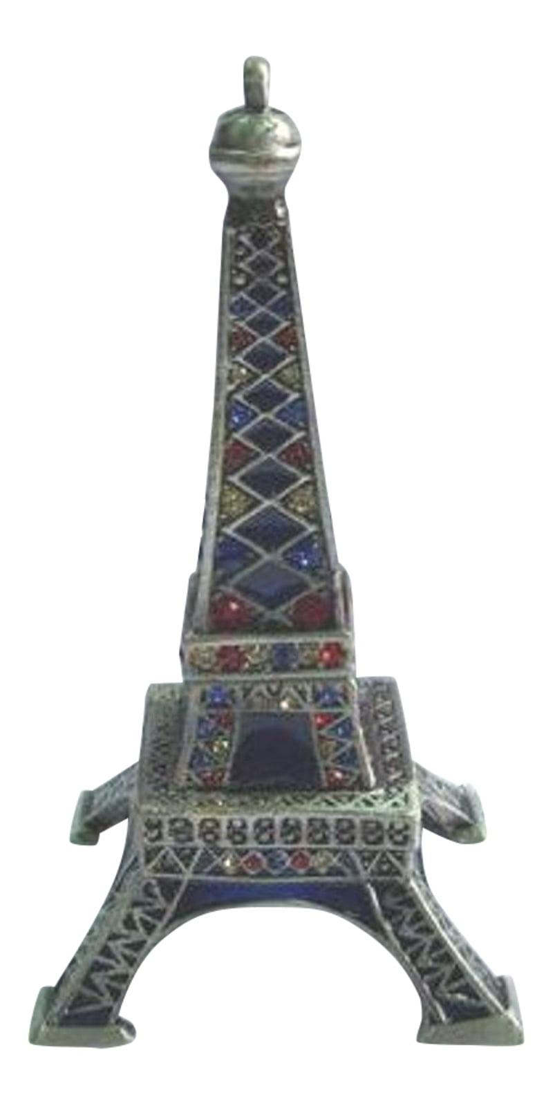 Paris France Eiffel Tower Jeweled Hinged Silver Finish Pewter Trinket ...