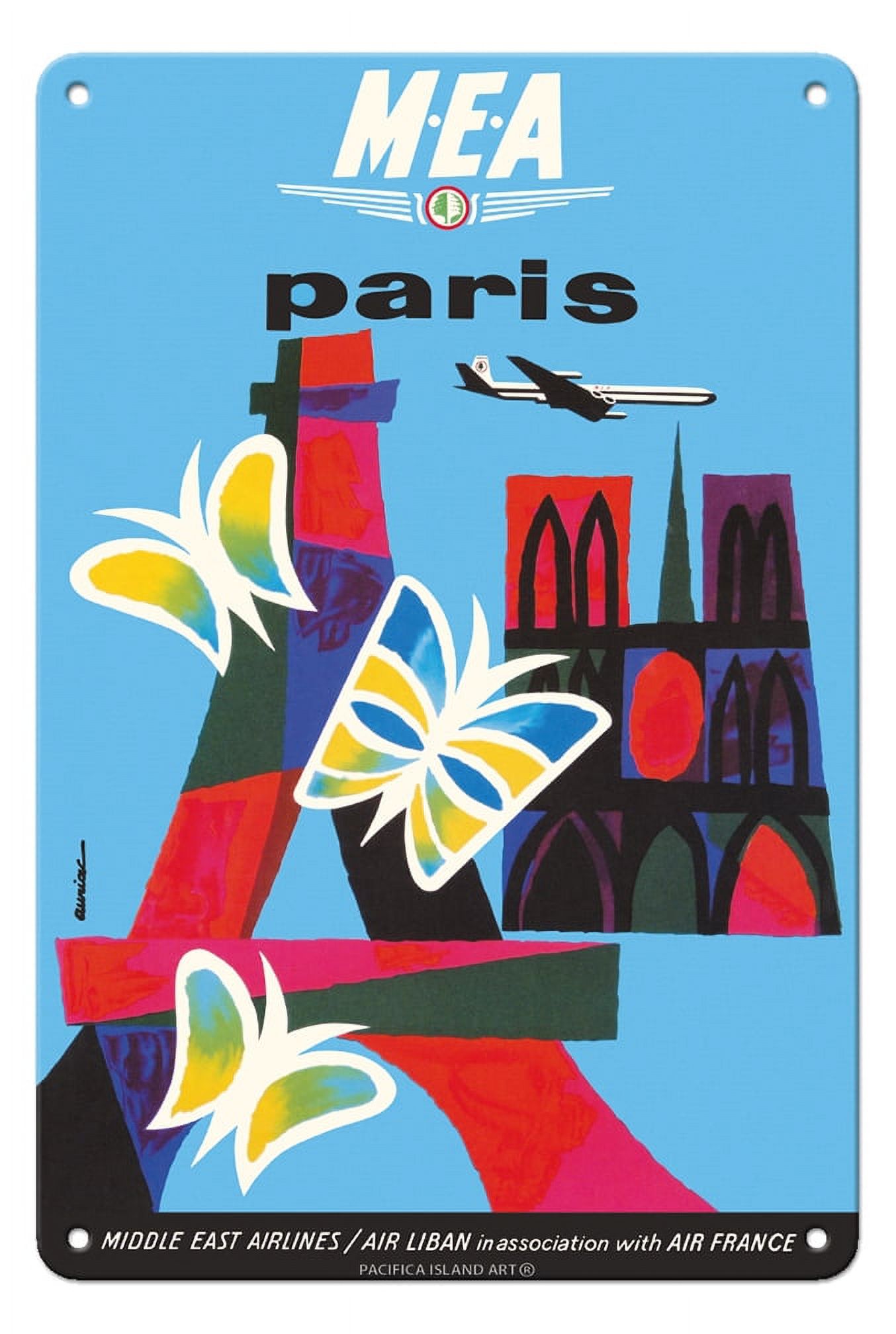 Paris France - Eiffel Tower - MEA Middle East Airlines - Vintage ...