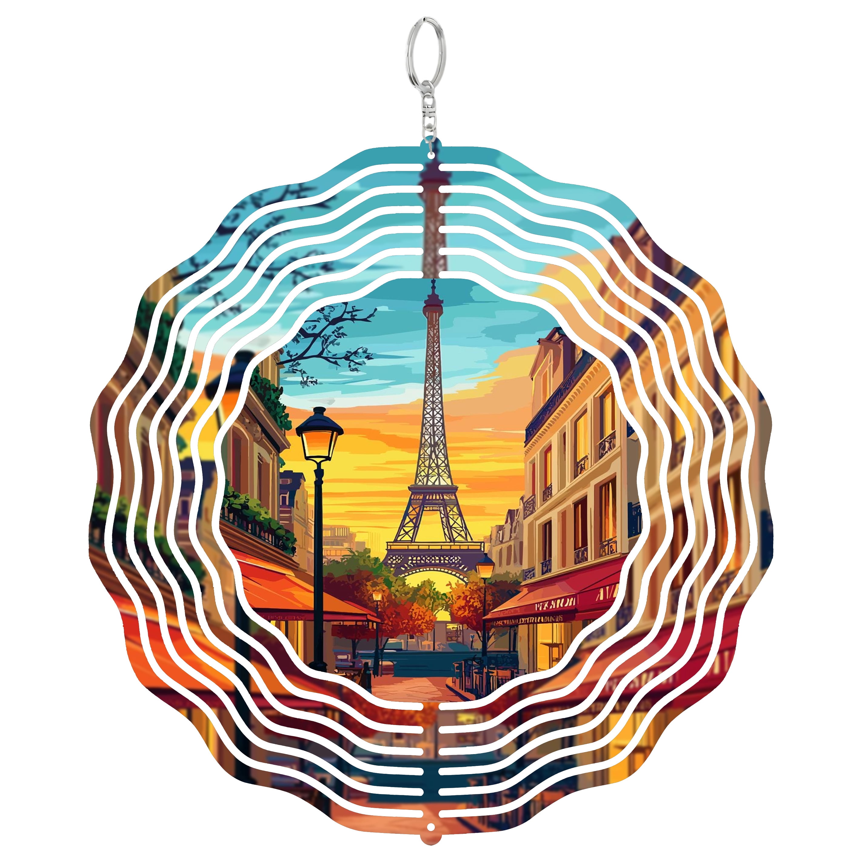 Paris France Eiffel Tower View 3D Wind Spinner Metal Laser Cut Hanging ...