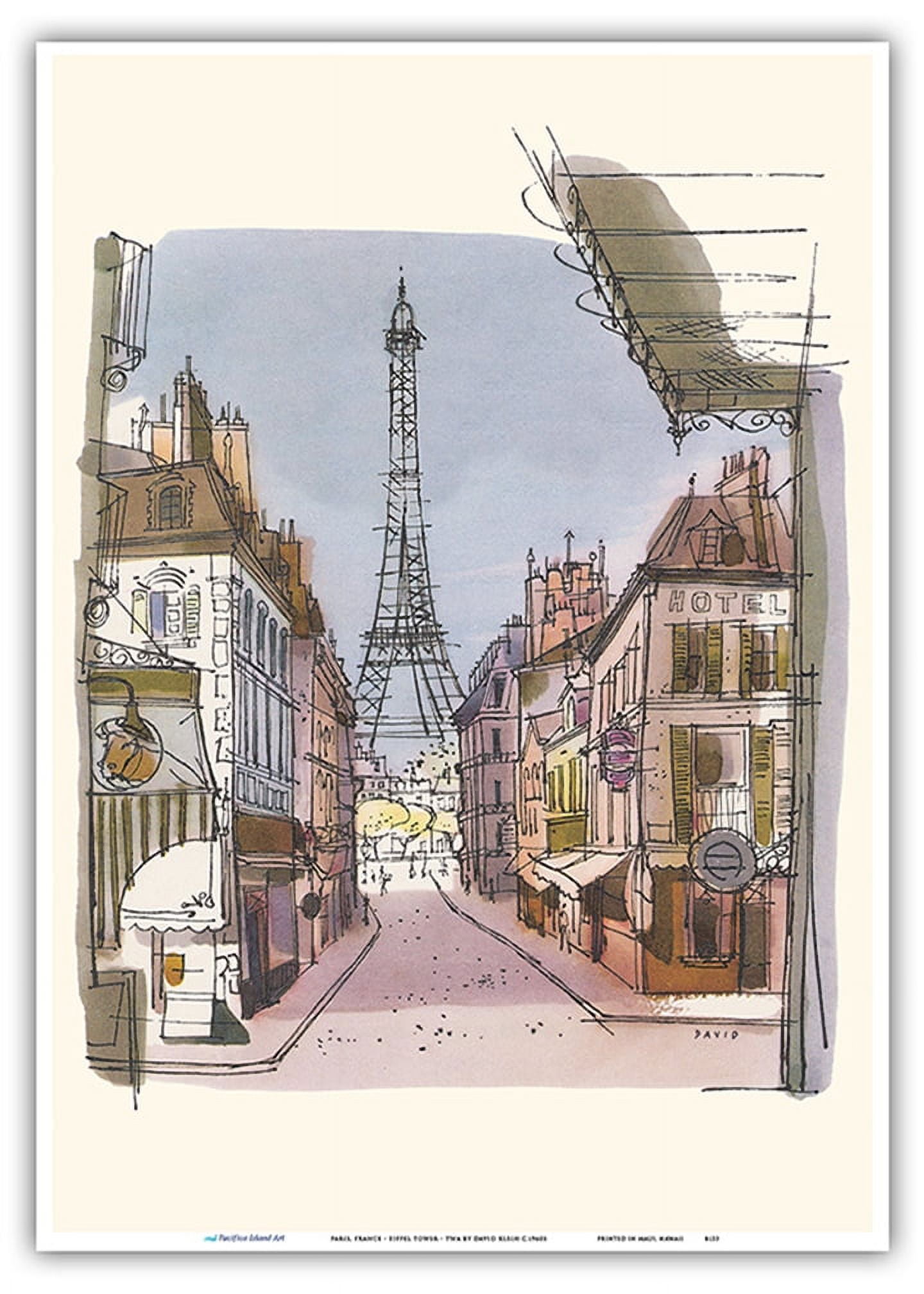 Paris France - Eiffel Tower - Vintage Airline Travel Poster by David ...