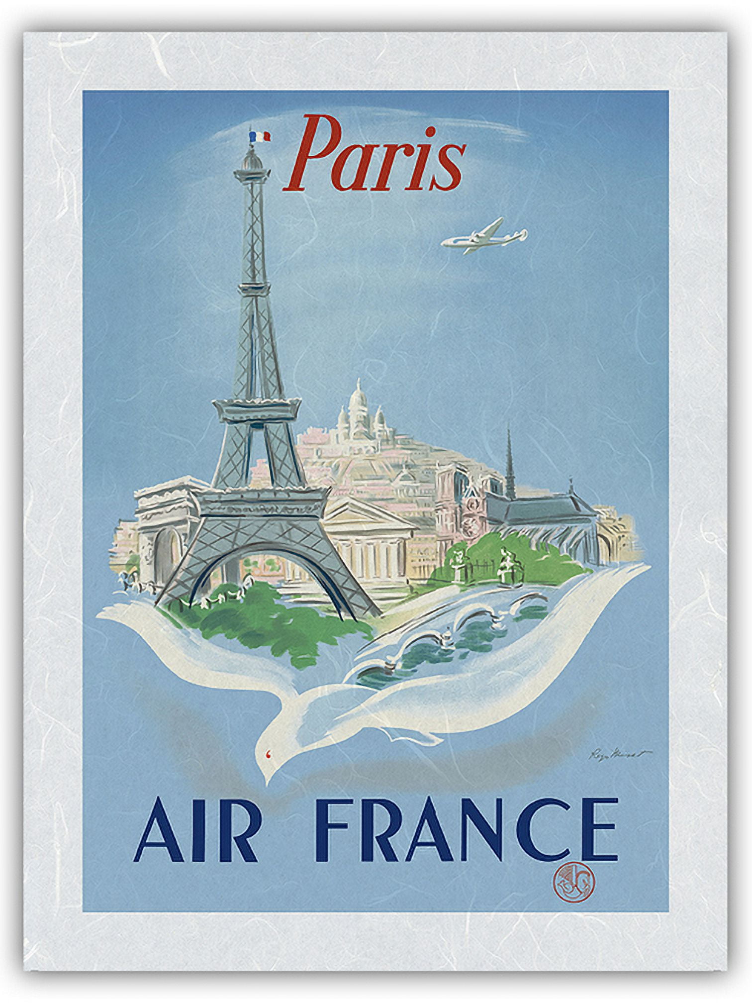 Paris France - Eiffel Tower - Vintage Airline Travel Poster by Régis ...