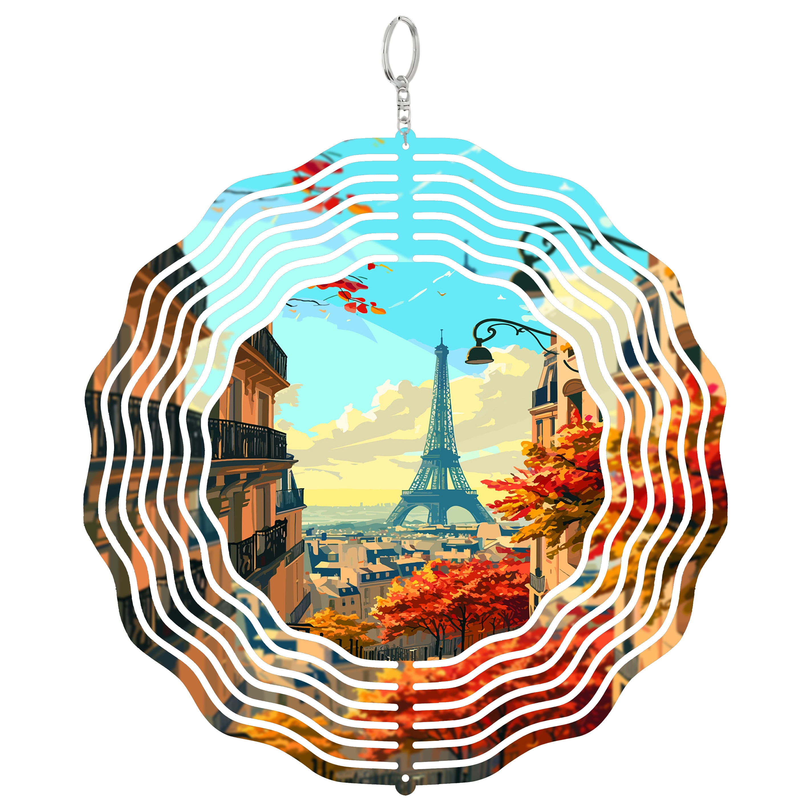 Paris France Eiffel View 3D Wind Spinner Stainless Steel Kinetic Art ...