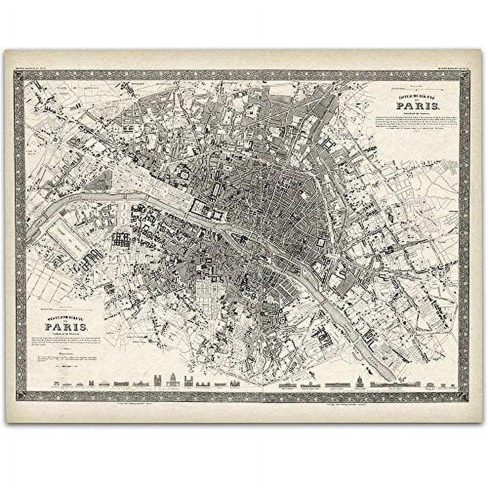 Paris France Map 1844 Art Print - 11x14 Unframed Art Print - Great ...