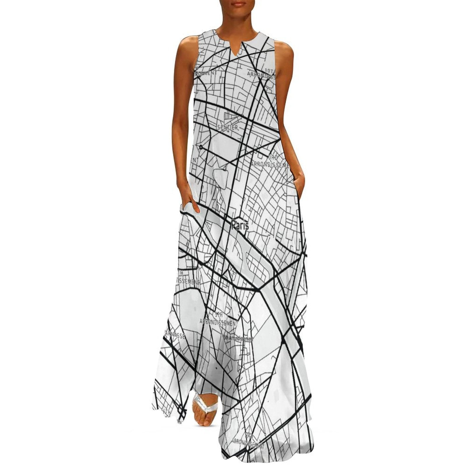 Paris France Map (Theme 1) Long Dress wom's clothing summer02 novelties ...