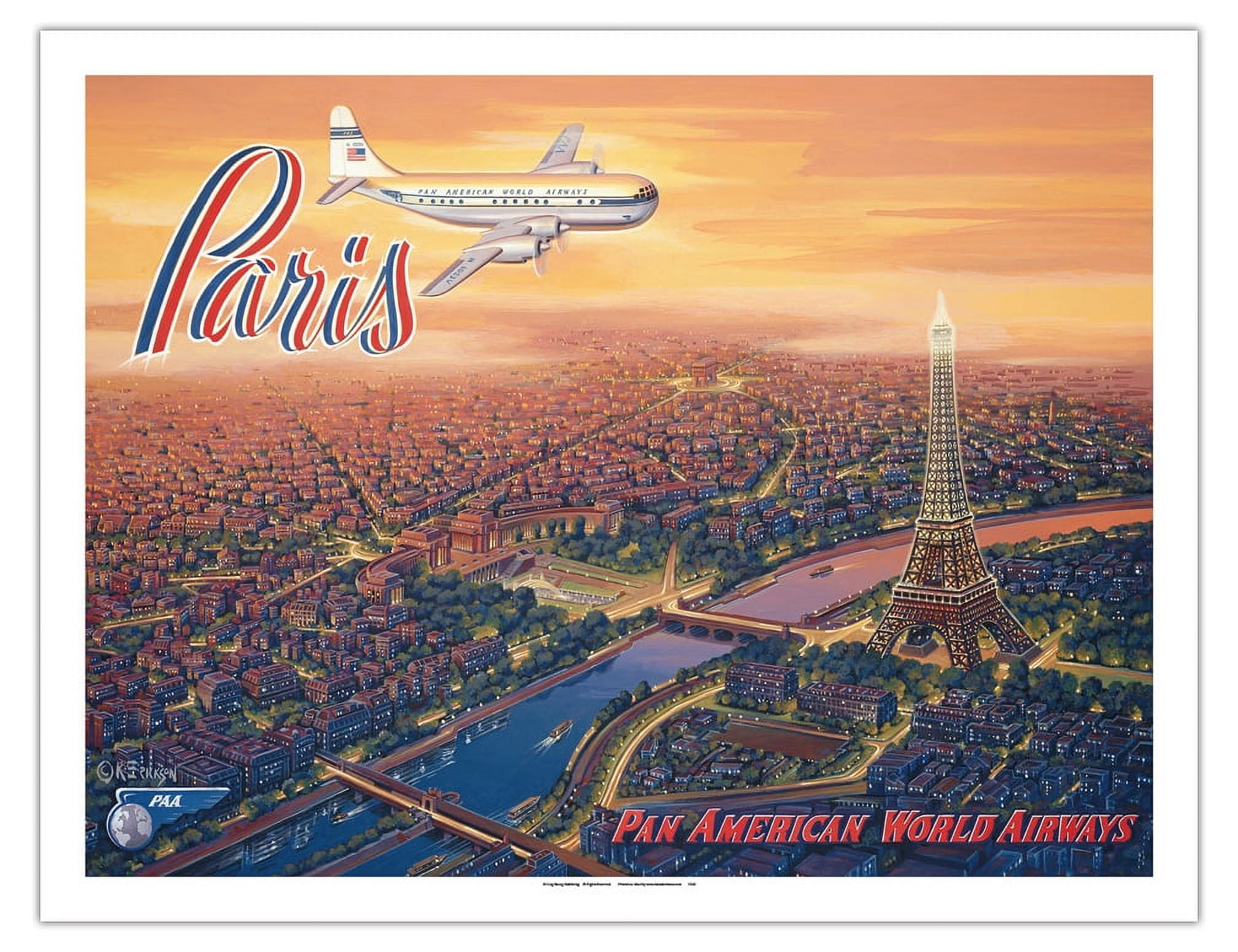 Over Paris France - Eiffel Tower - Boeing 377 Stratocruiser - Vintage ...