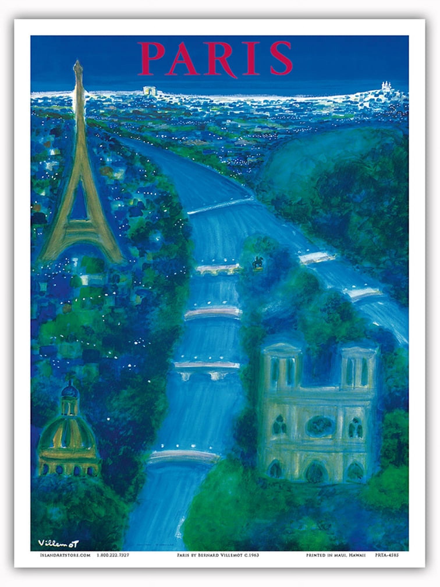 Paris France - River Seine Eiffel Tower Notre Dame - Vintage Airline ...