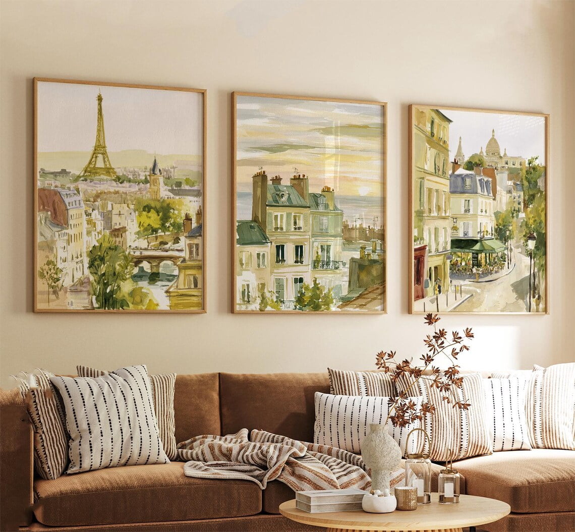 Paris France Set Of Impressionist Cityscape Wall Art Paris Travels Set ...