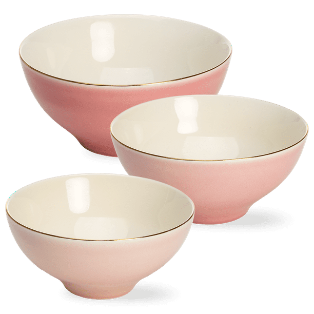 Paris Hilton 3-Piece Ceramic Bowl Set, Nesting Mixing Bowls, Dishwasher ...