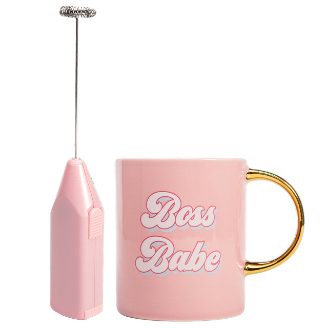 Paris Hilton "Boss Babe" 16oz Ceramic Coffee Mug and Electric Milk ...