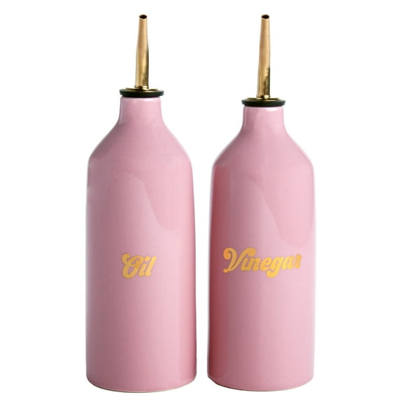Paris Hilton Ceramic Oil and Vinegar Cruet Set, Drip-Free Spouts, Gold ...