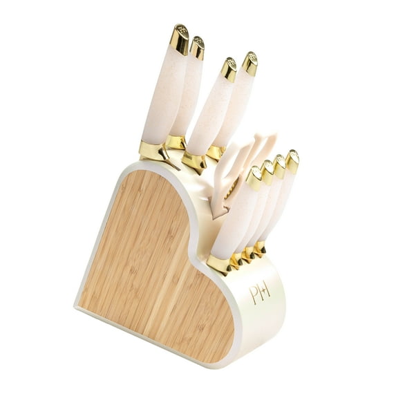 Paris Hilton Heart-Shaped Knife Block Set, 10 Piece Set, White ...
